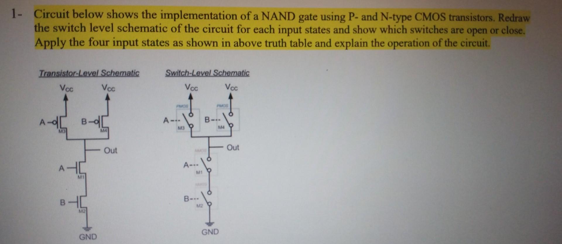 Solved Use a P-type and a N-type transistor to build an | Chegg.com