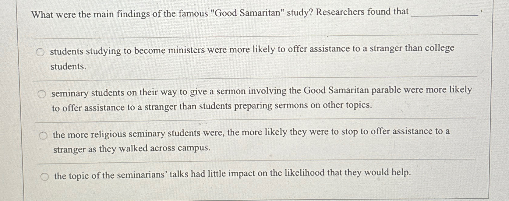 Solved What were the main findings of the famous "Good | Chegg.com