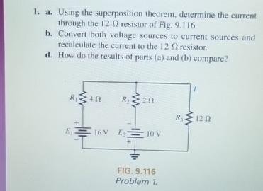 a. ﻿Using the superposition theorem, determine the | Chegg.com