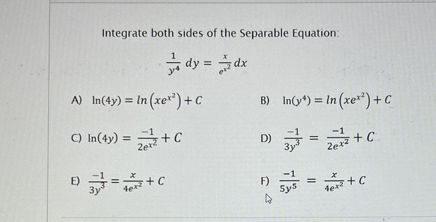 Solved Integrate both sides of the Separable | Chegg.com