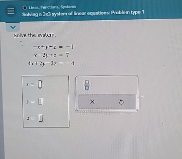 Solved Lines, Functions, Sy,tomsSolving a 3×3 ﻿system of | Chegg.com