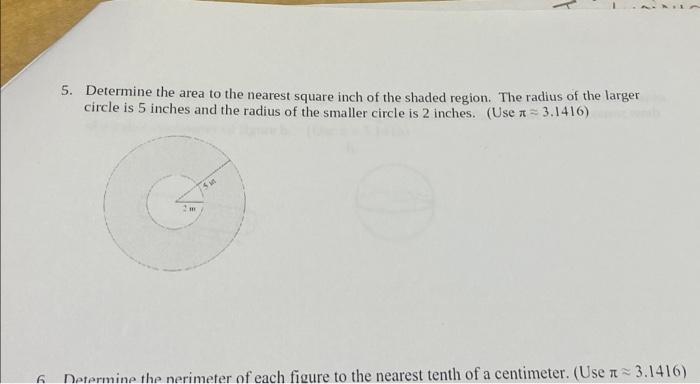 Solved 6 5. Determine the area to the nearest square inch of | Chegg.com