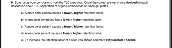 Solved Summarize your conclusions from the TLC simulator. | Chegg.com