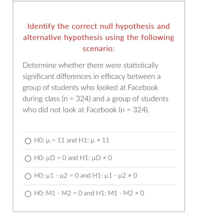 Solved Identify the correct null hypothesis and alternative | Chegg.com