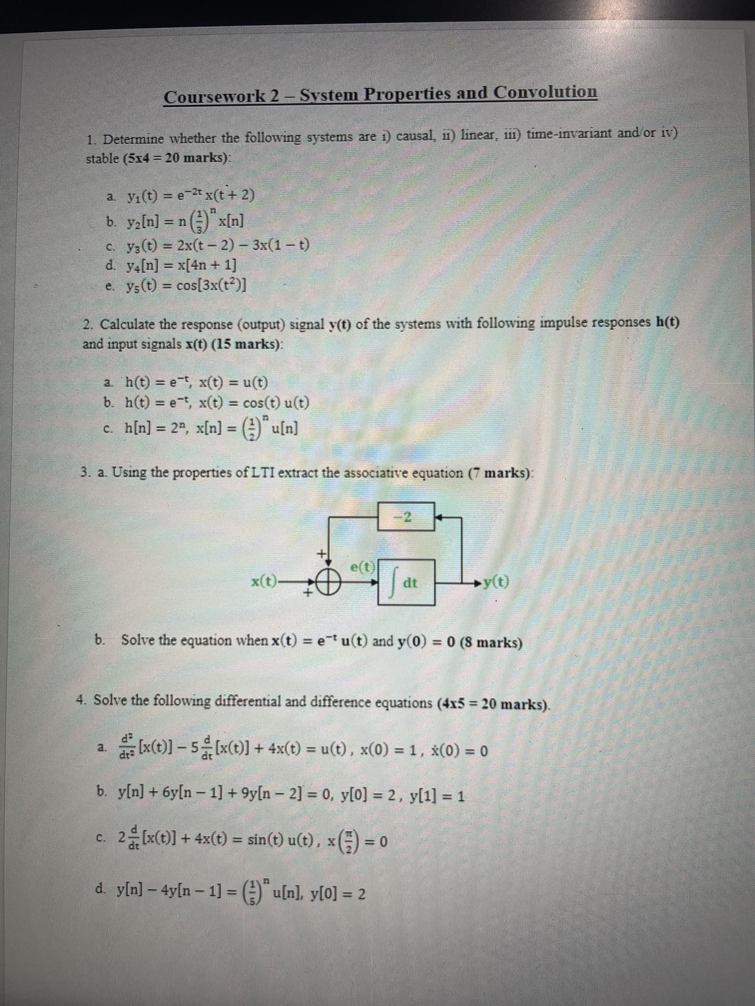 Solved Coursework 2 - ﻿System Properties and | Chegg.com