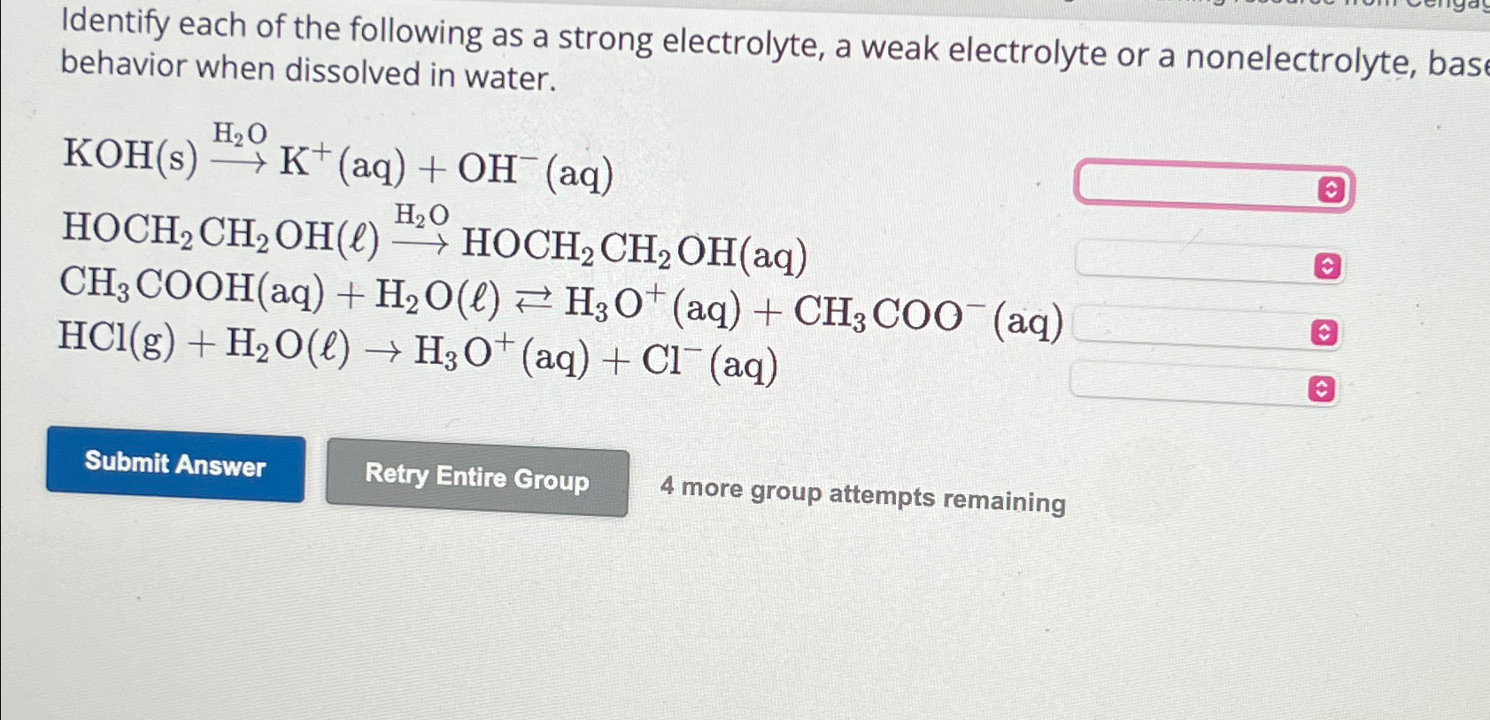 Solved Identify each of the following as a strong | Chegg.com