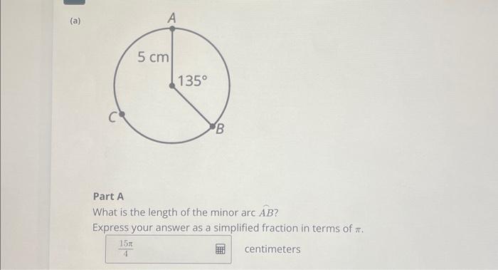 Solved (a) Part A What is the length of the minor arc AB ? | Chegg.com
