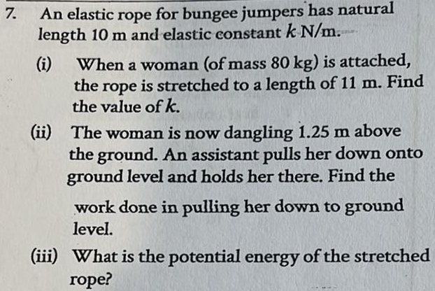 Solved An elastic rope for bungee jumpers has naturallength | Chegg.com