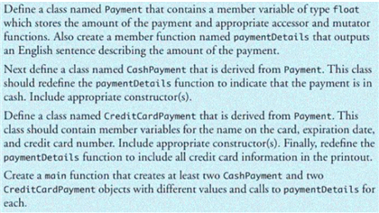 Solved Define a class named Payment that contains a member | Chegg.com