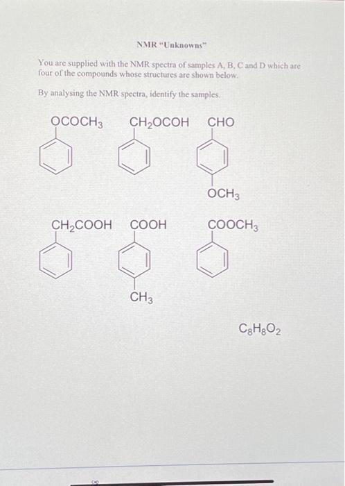 Solved Analyze the NMR Spectra and identify the samples, | Chegg.com