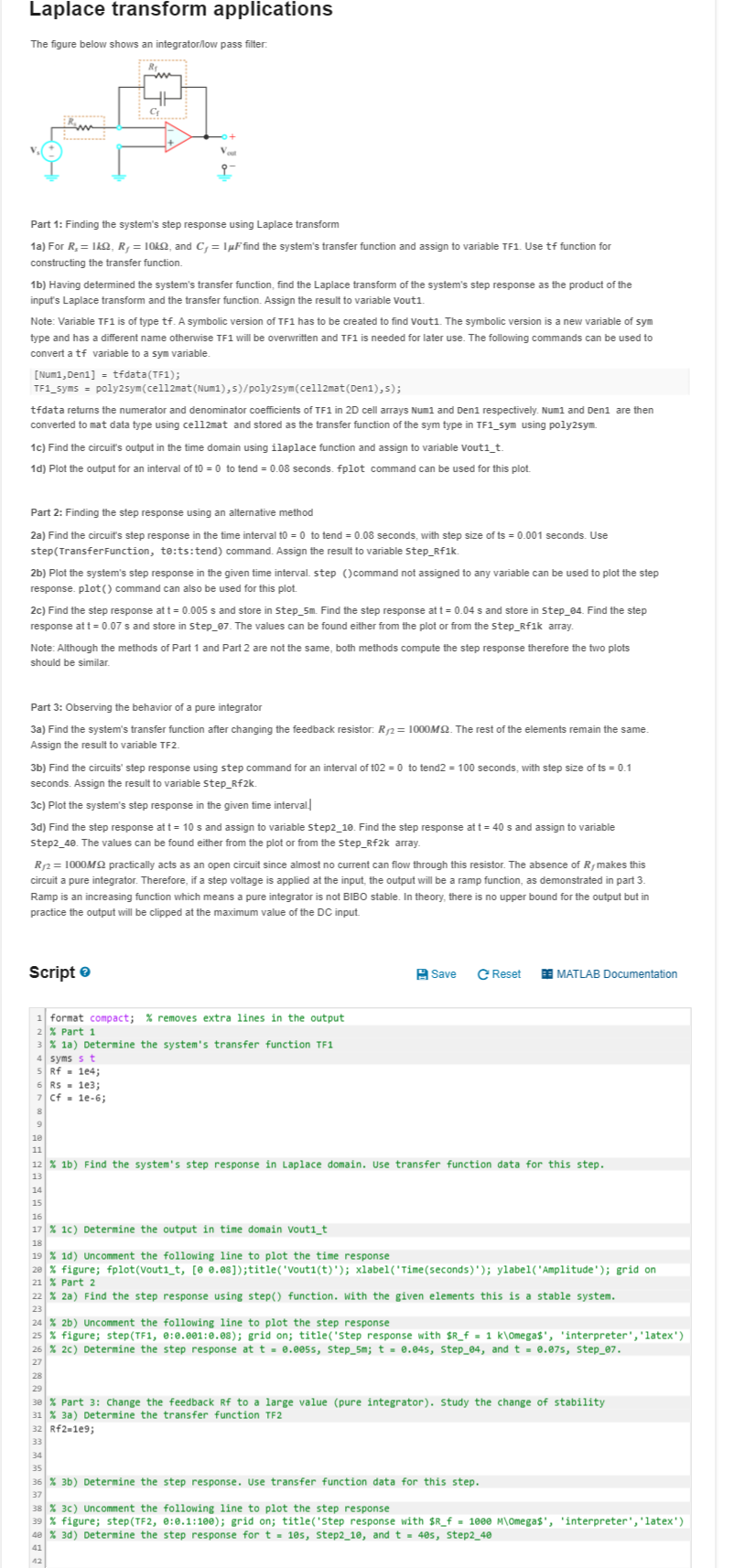 Solved Laplace transform applicationsPart 1: Finding the | Chegg.com