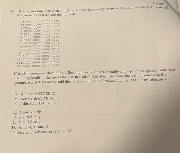 Solved Compsci Iv 23 Here Is A Machine Code Program Using
