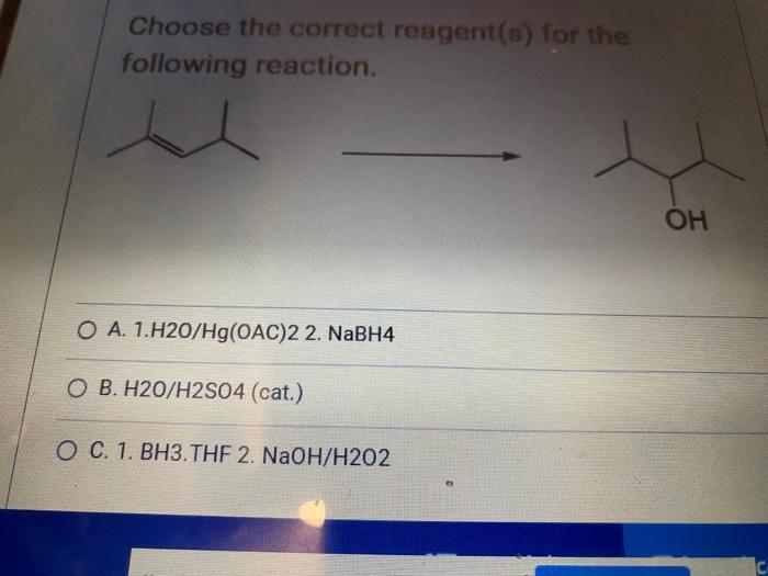 Solved Choose the correct reagent(s) for the following | Chegg.com