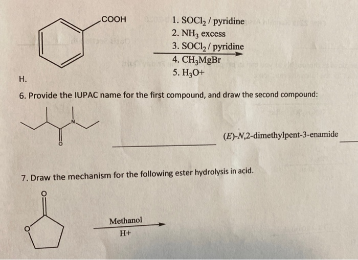 Solved COOH 1. SOCl2/pyridine 2. NHz excess 3. | Chegg.com