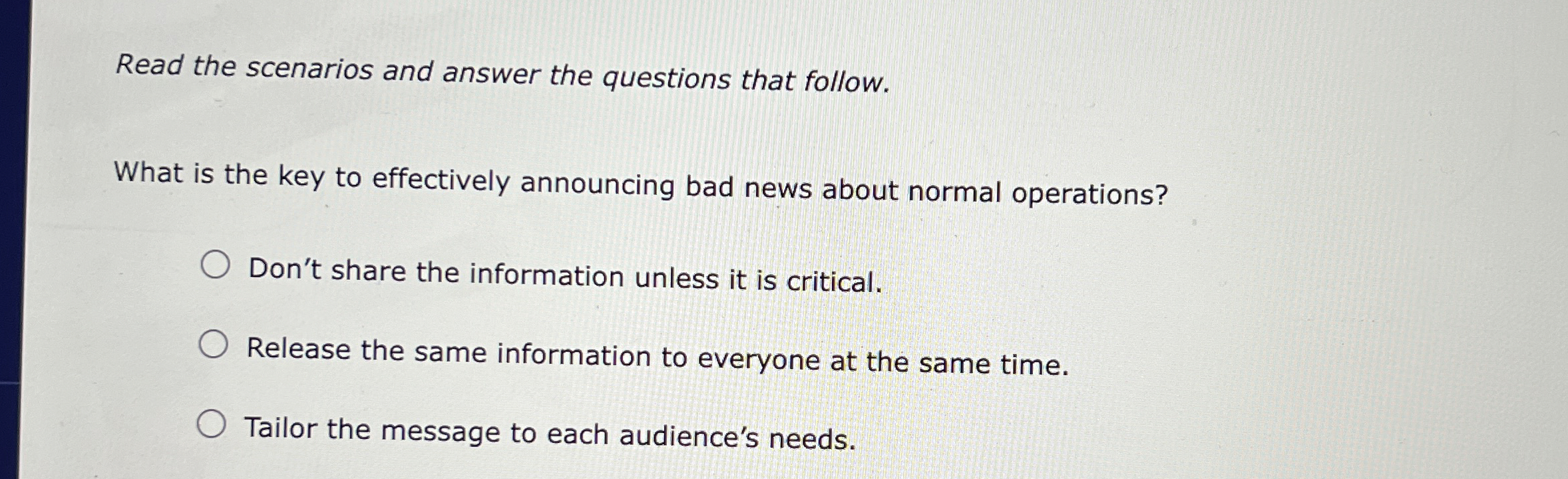 Solved Read the scenarios and answer the questions that | Chegg.com