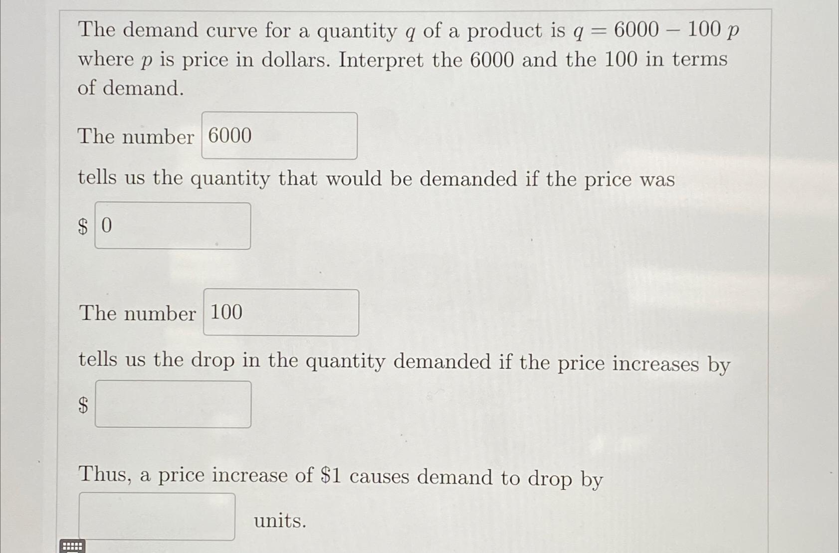 Solved The demand curve for a quantity q ﻿of a product is | Chegg.com