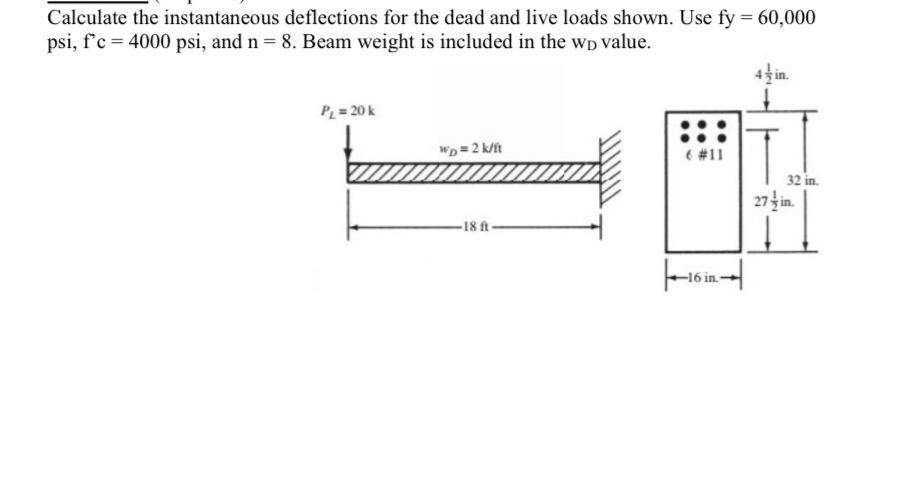 Solved Calculate the instantaneous deflections for the dead | Chegg.com