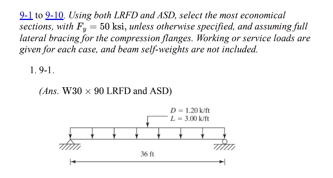 Solved 9-1 ﻿to 9-10. ﻿Using both LRFD and ASD, select the | Chegg.com