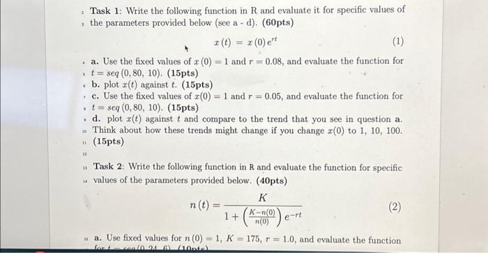 Solved 2 Task 1 Write The Following Function In R And