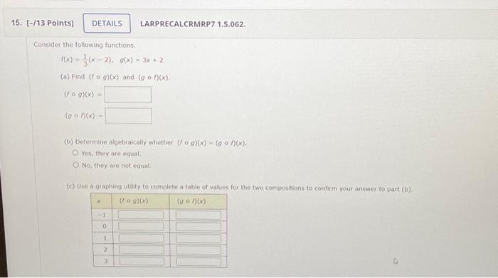 Solved Consider the following functions. | Chegg.com