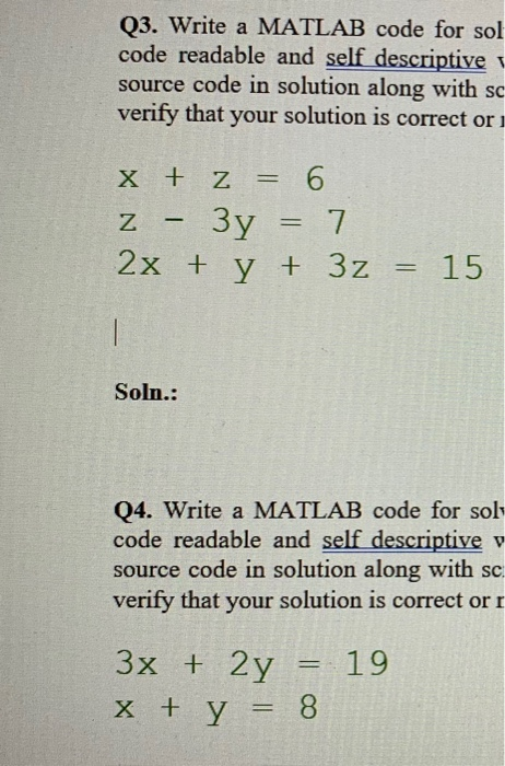 Solved Q1. Write a MATLAB code for solving the followii code | Chegg.com