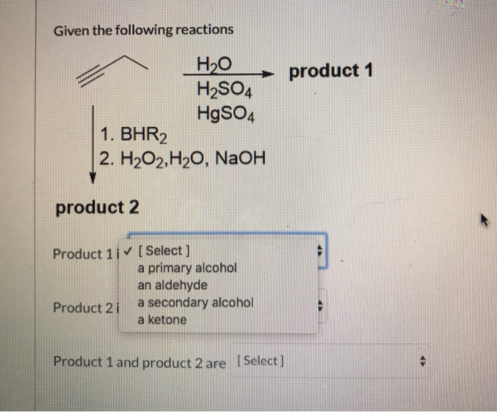 Solved Given the following reactions H20 H2SO4 H9SO4 product | Chegg.com