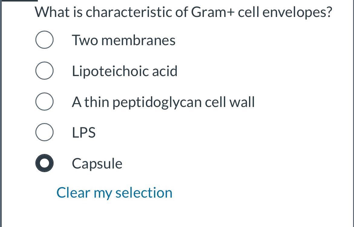 Solved What is characteristic of Gram+ ﻿cell envelopes?Two | Chegg.com