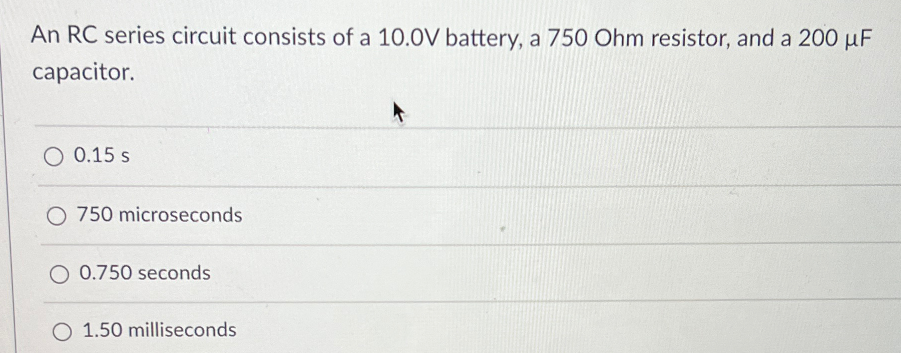 Solved An RC series circuit consists of a 10.0V battery, a | Chegg.com