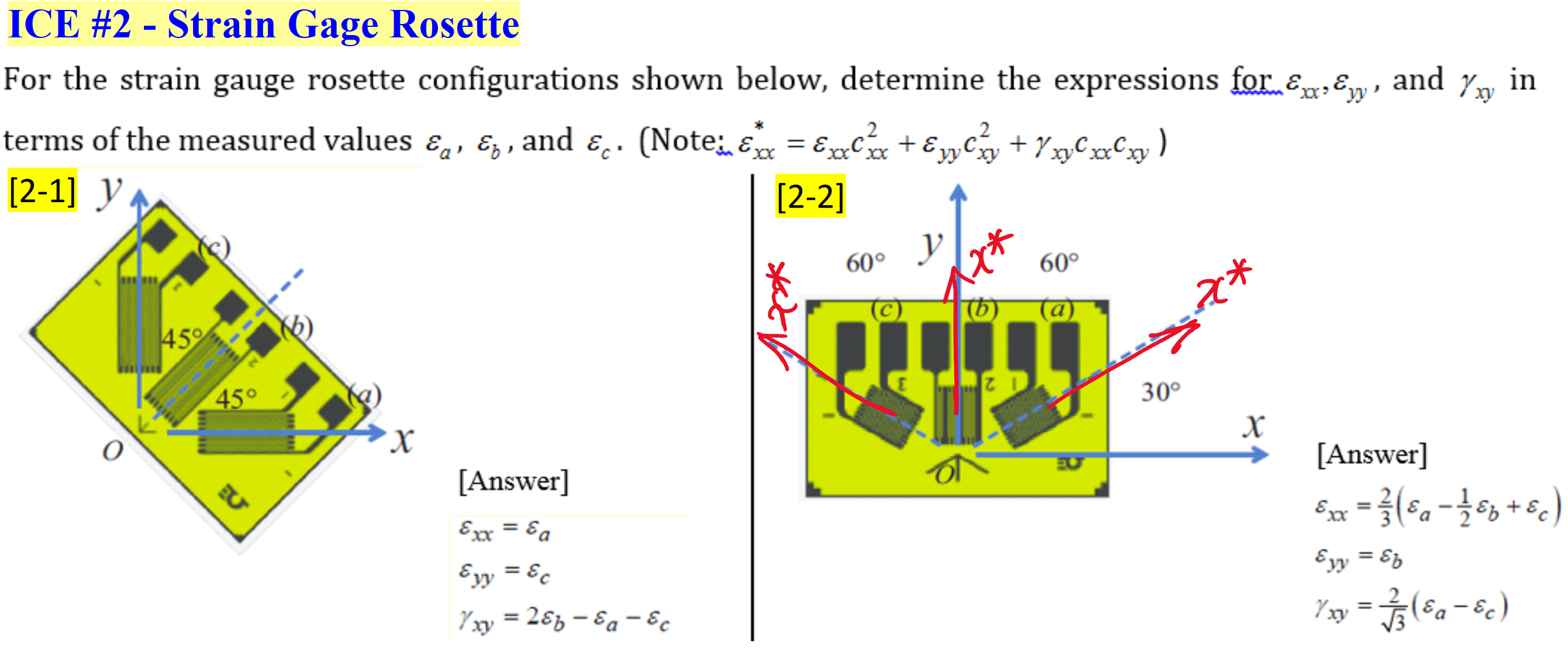 Solved ICE #2 - ﻿Strain Gage RosetteFor the strain gauge | Chegg.com