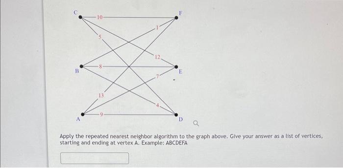 Solved Apply the repeated nearest neighbor algorithm to the | Chegg.com