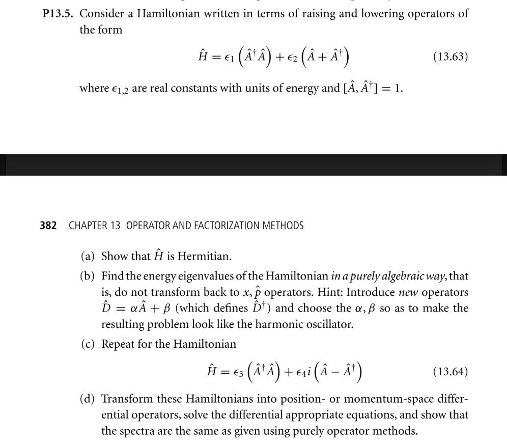Solved 13.5. Consider a Hamiltonian written in terms of | Chegg.com
