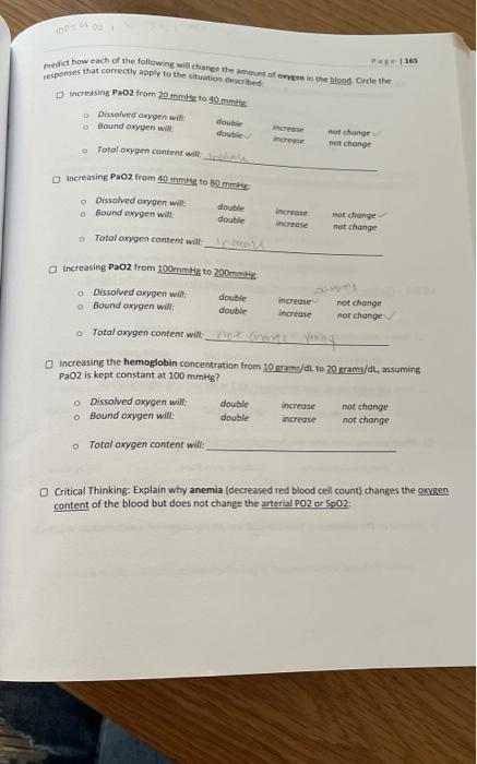 Solved P1165 predict how each of the following will change | Chegg.com