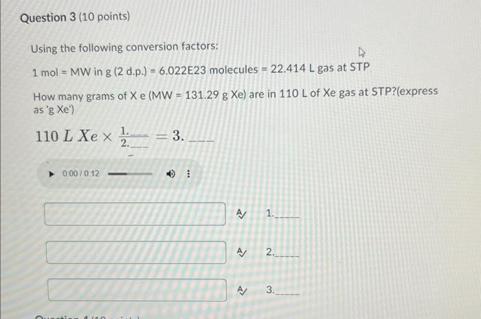 Solved Using the following conversion factors: 1 mol=MW in | Chegg.com