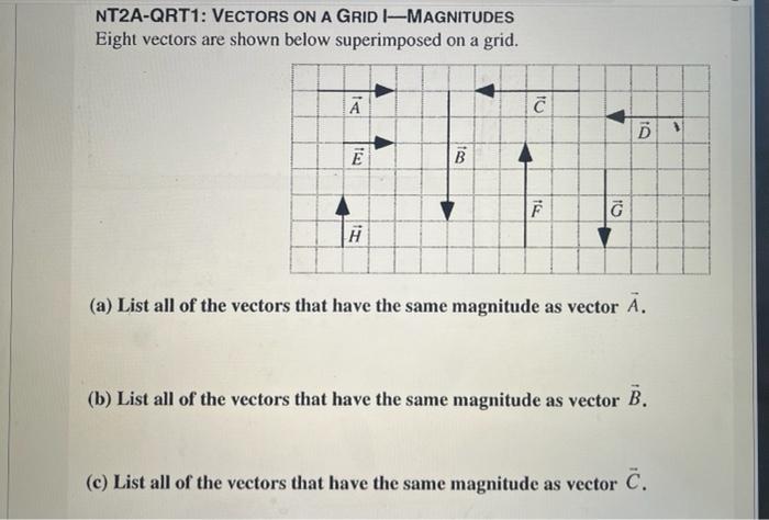 Solved NT2A-QRT1: VECTORS ON A GRID I-MAGNITUDES Eight | Chegg.com