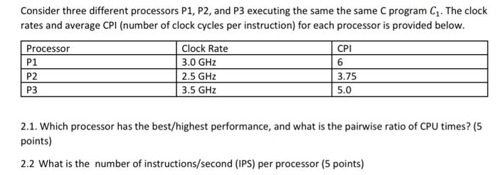 Solved Consider three different processors P1,P2, and P3 | Chegg.com Solved Consider three different processors P1,P2, and P3 | Chegg.com