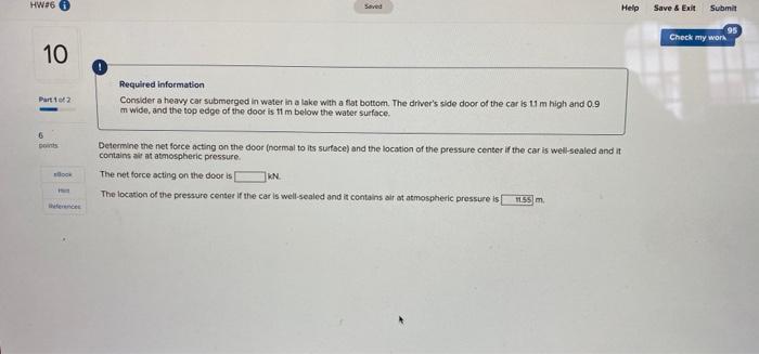 Solved HW:6 0 Seved Help Save & Exit Submit 95 Check my work | Chegg.com