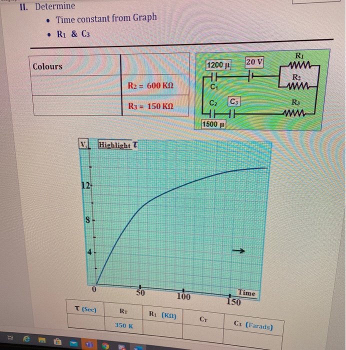 Solved II. Determine • Time constant from Graph • R1 & C3 20 | Chegg.com