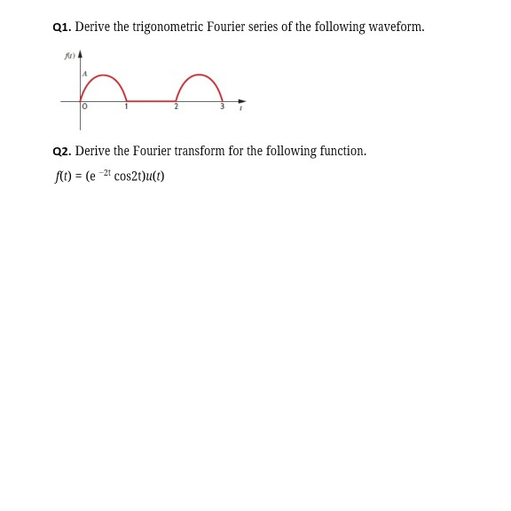 Solved Q1. Derive the trigonometric Fourier series of the | Chegg.com