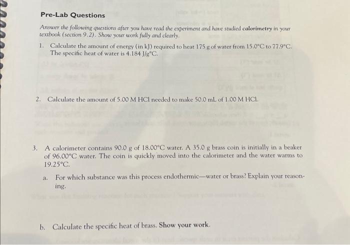 Solved Pre-Lab Questions Answer the following questions | Chegg.com