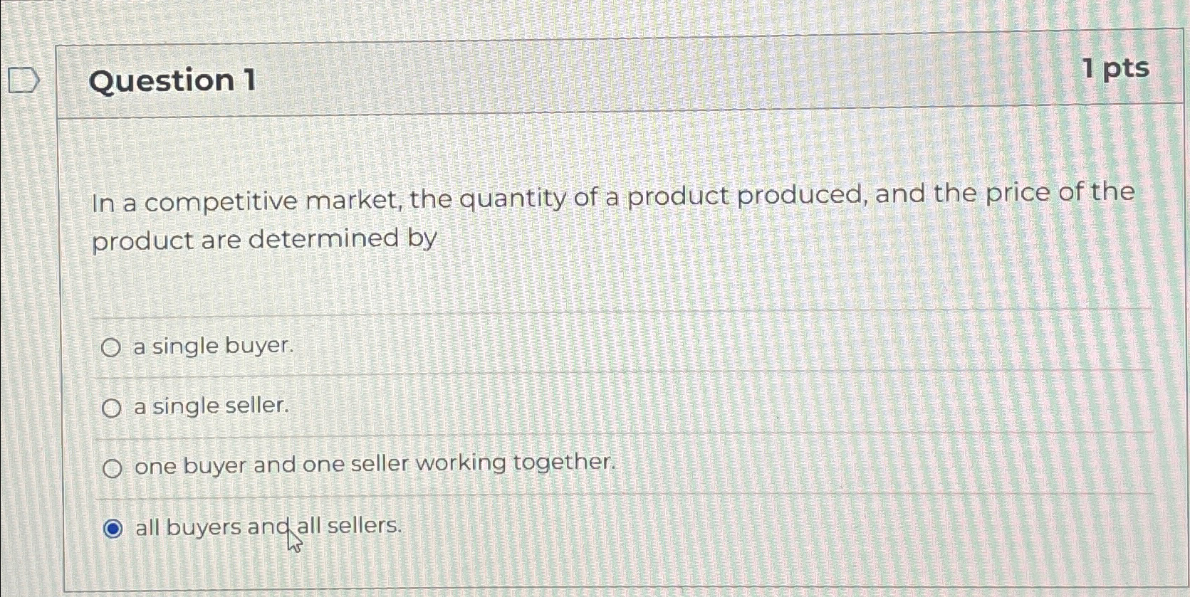 Solved Question 11 ﻿ptsIn a competitive market, the quantity | Chegg.com