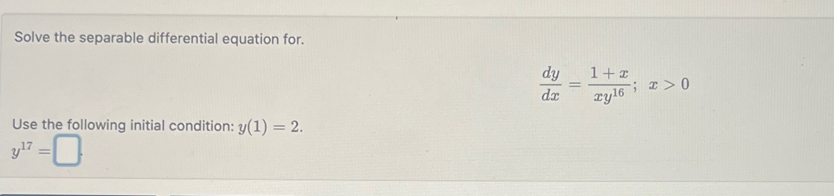 Solved Solve the separable differential equation | Chegg.com