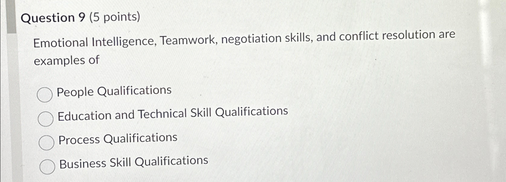 Solved Question 9 (5 ﻿points)Emotional Intelligence, | Chegg.com