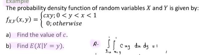 Solved Example The probability density function of random | Chegg.com