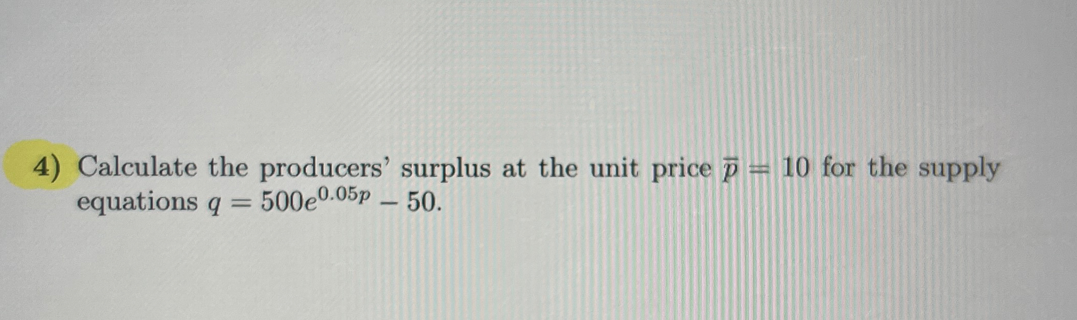 Solved Calculate the producers' surplus at the unit price | Chegg.com
