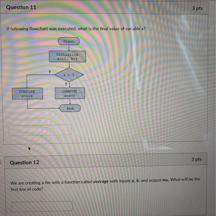 Solved Question 11 3 pts If following flowchart was | Chegg.com