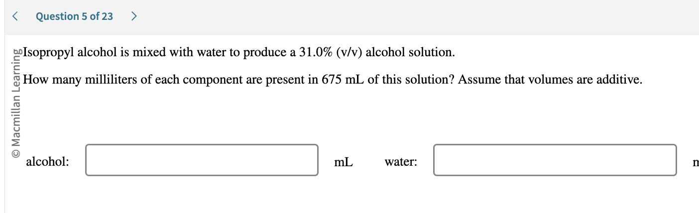 Solved Isopropyl alcohol is mixed with water to produce a | Chegg.com