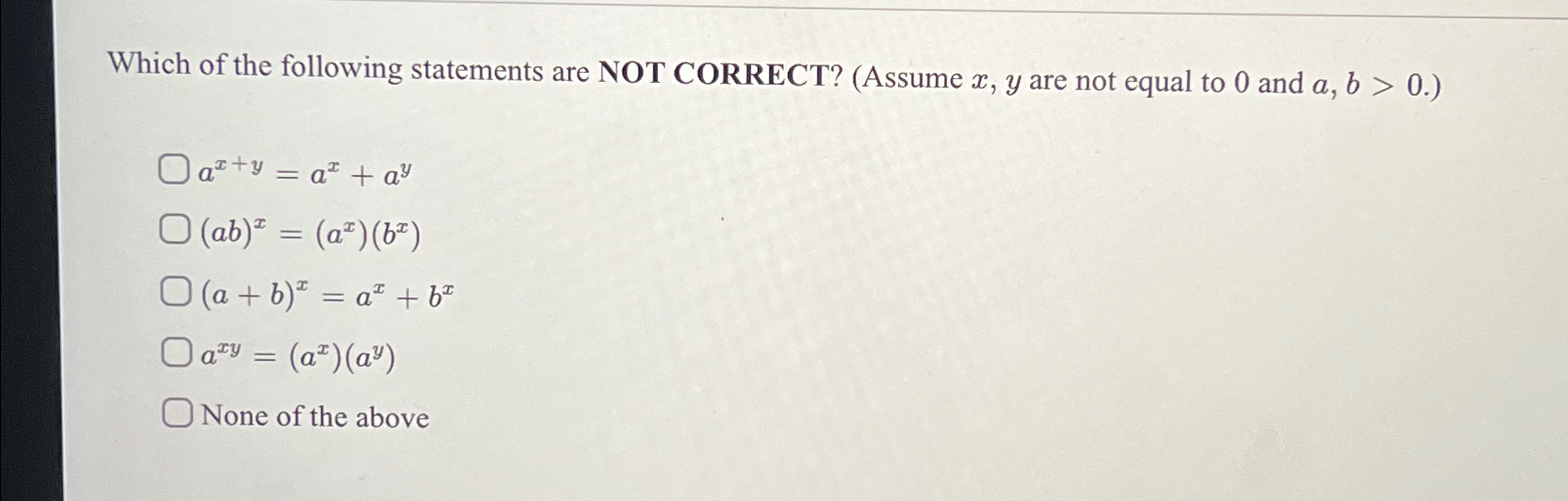 Solved Which of the following statements are NOT CORRECT? | Chegg.com