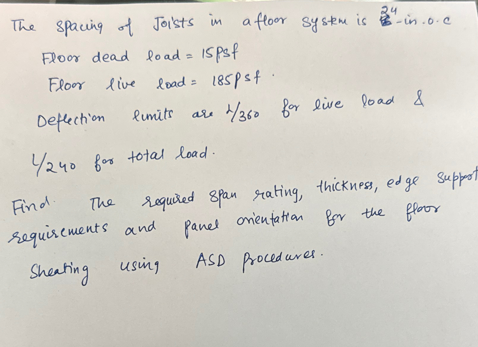 Solved The spacing of Joists in a floor syskm is 24 ﻿in. | Chegg.com