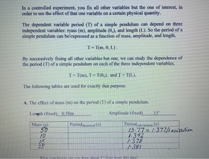 Solved In a controlled experiment, you fix all other | Chegg.com