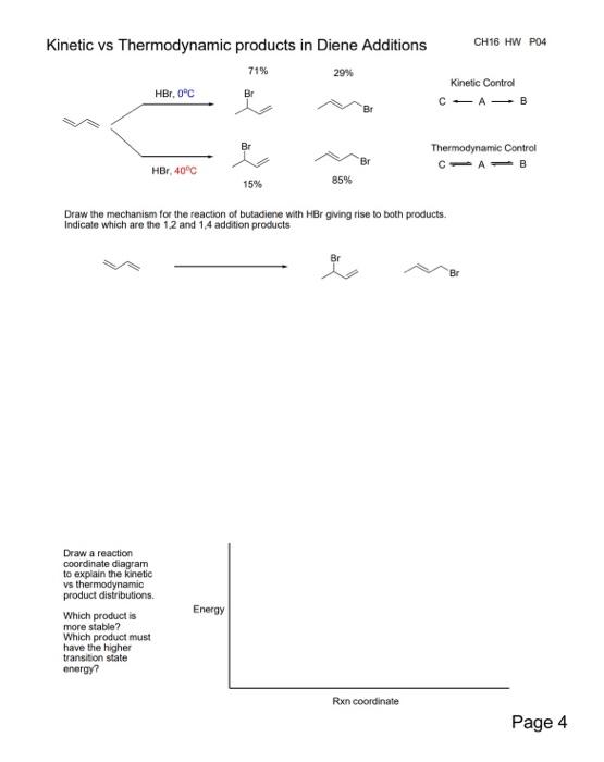 Solved Kinetic vs Thermodynamic products in Diene Additions | Chegg.com